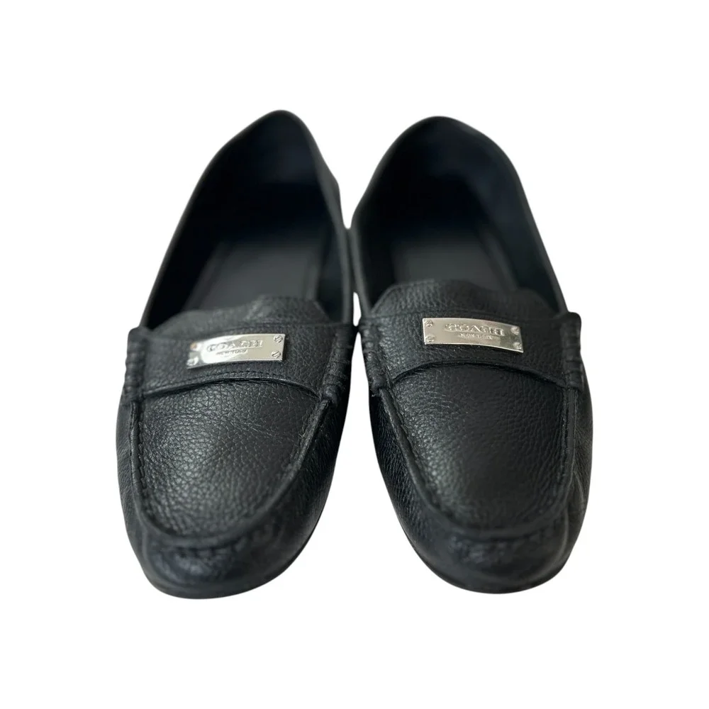 Coach | Shoes | Coach Fredrica Black Pebbled Leather Driving Loafers B ...